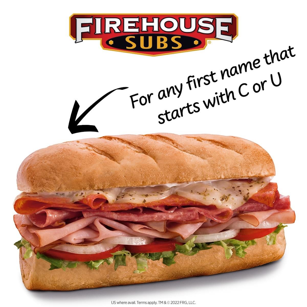 Firehouse Subs Name of the Day | FREE sub on Dec 6th