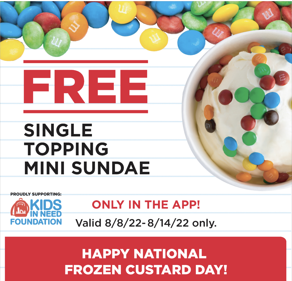 Free Single Topping Mini Sundae from Freddy’s!