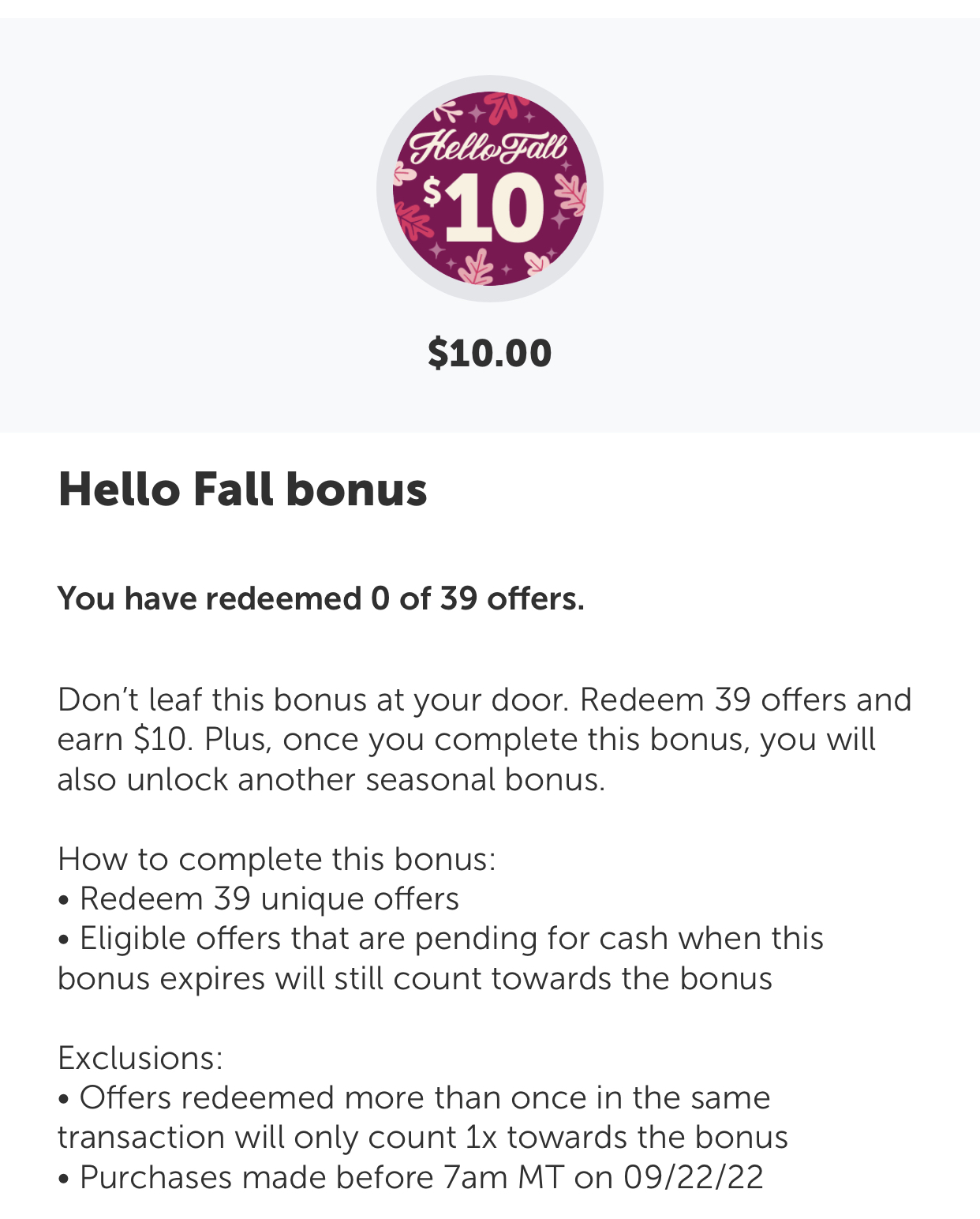 Ibotta: $10 Hello Fall! Bonus (thru 10/2)
