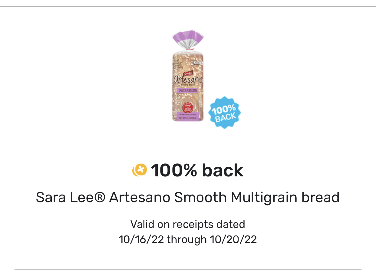 Fetch Rewards: FREE Sara Lee Artesano Bread!