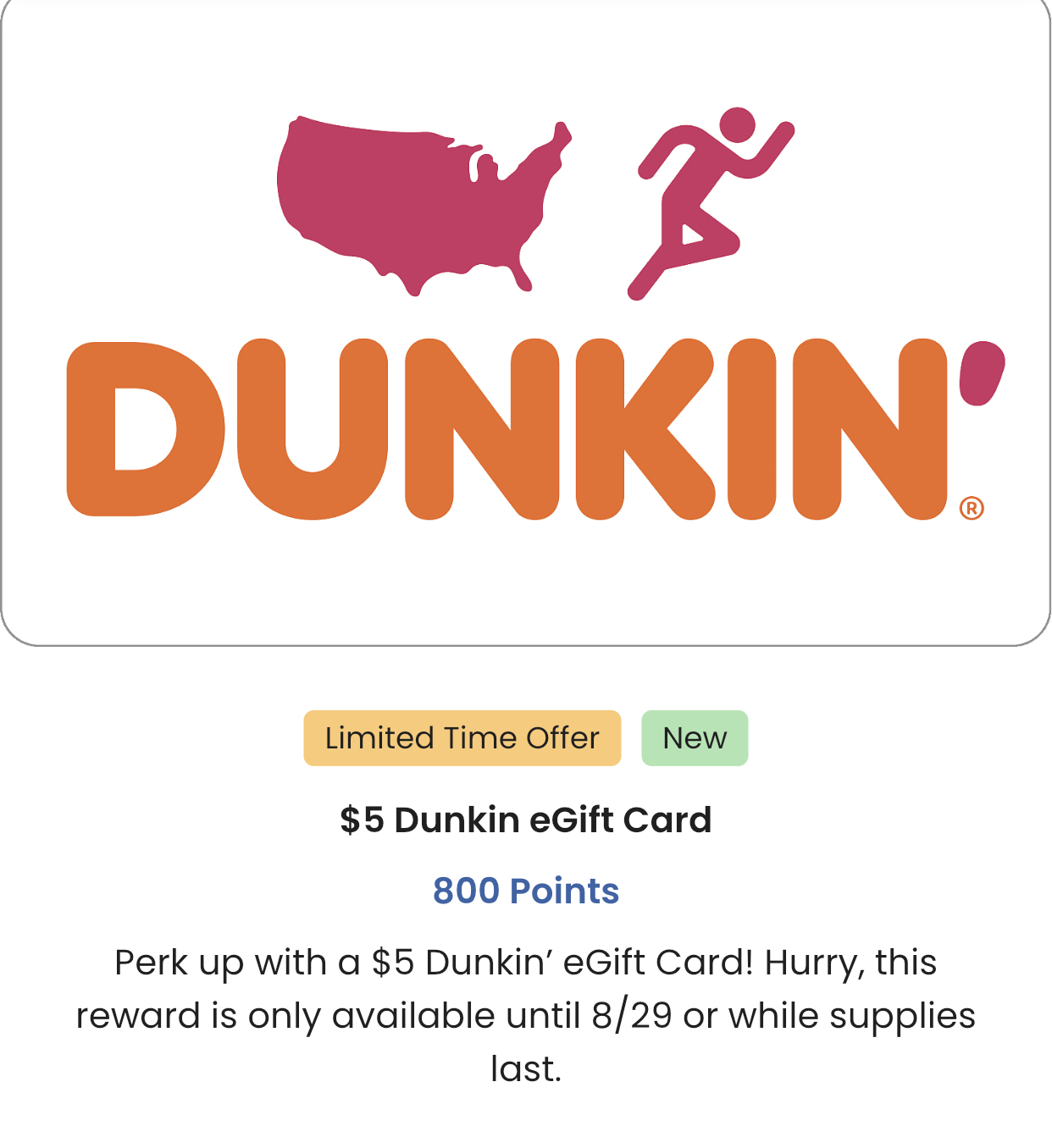 $5 Dunkin Gift Card Available in the BLUE Buddies App!