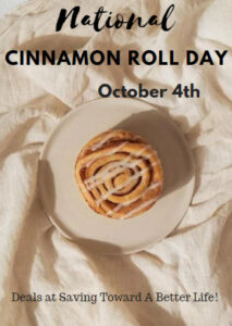 National Cinnamon Roll Day Deals on October 4, 2024