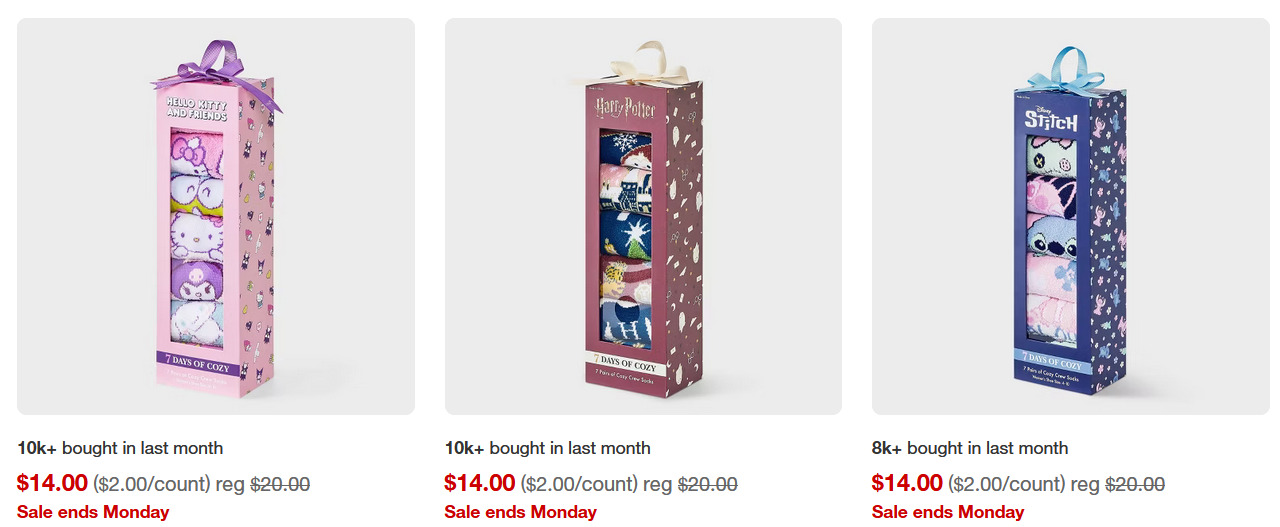 Target Cyber Monday: 7 Days of Cozy Socks for Women Gift Box just $14!